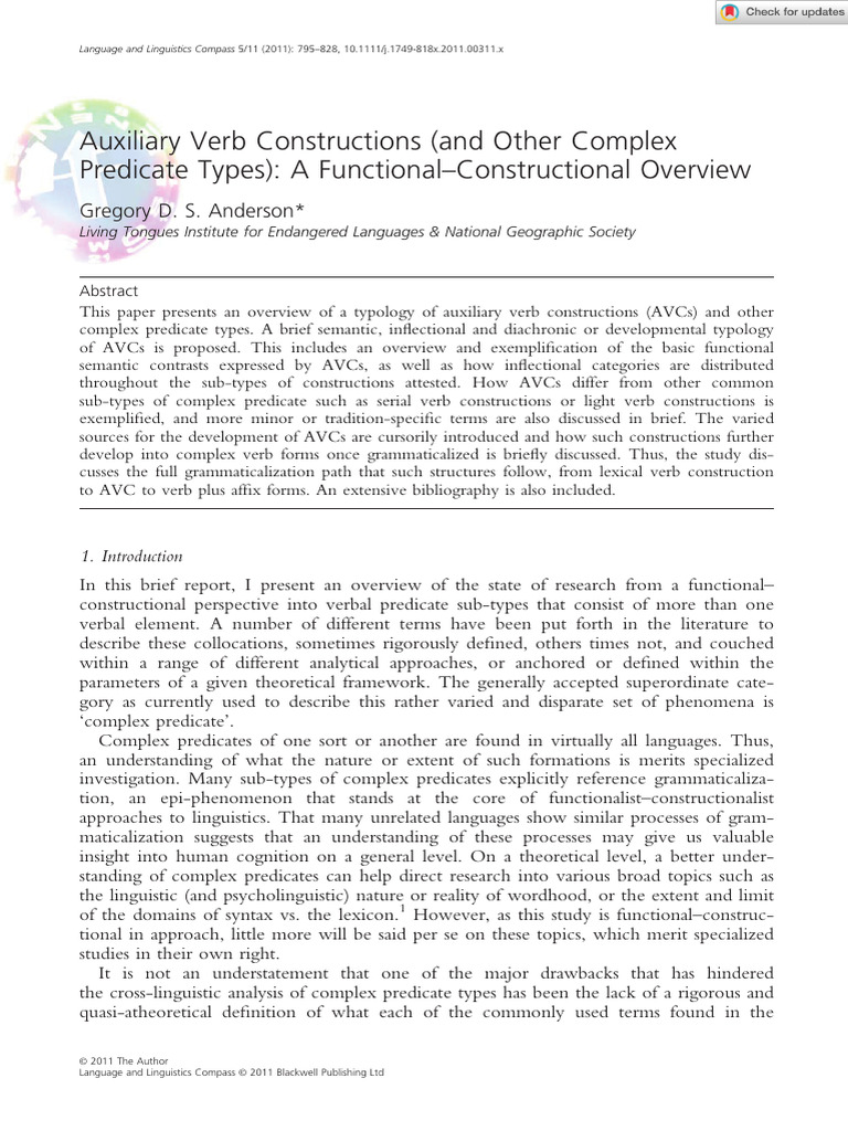 Language and Linguist Compass 2011 Anderson Auxiliary Verb ...