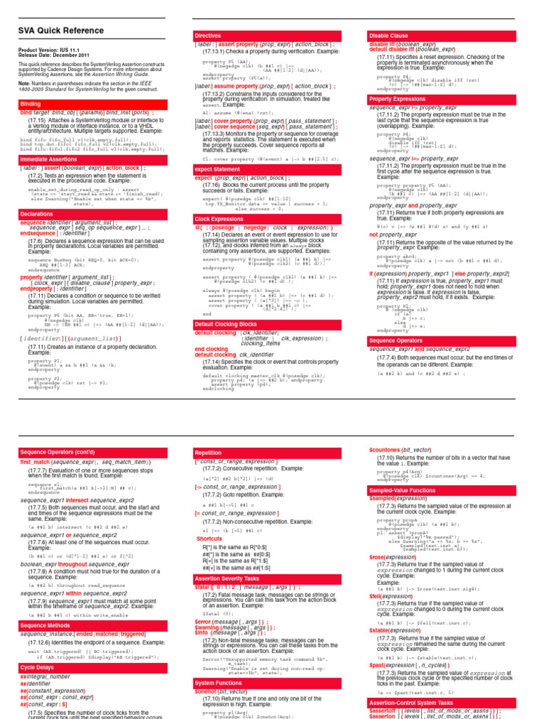 SVA QuickReference - CDNS | PDF