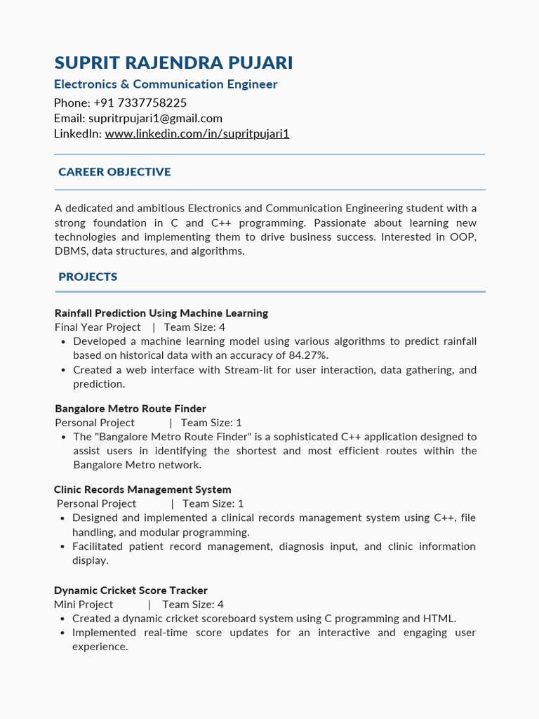 Suprit Infosys Resume | PDF