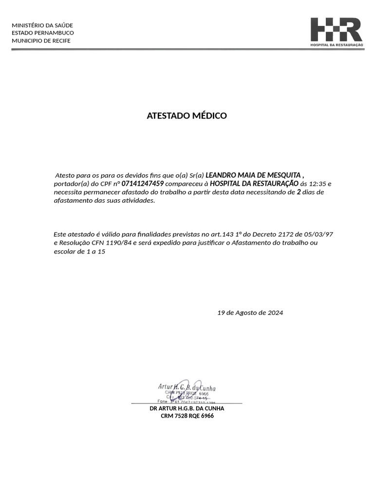 Atestado | PDF