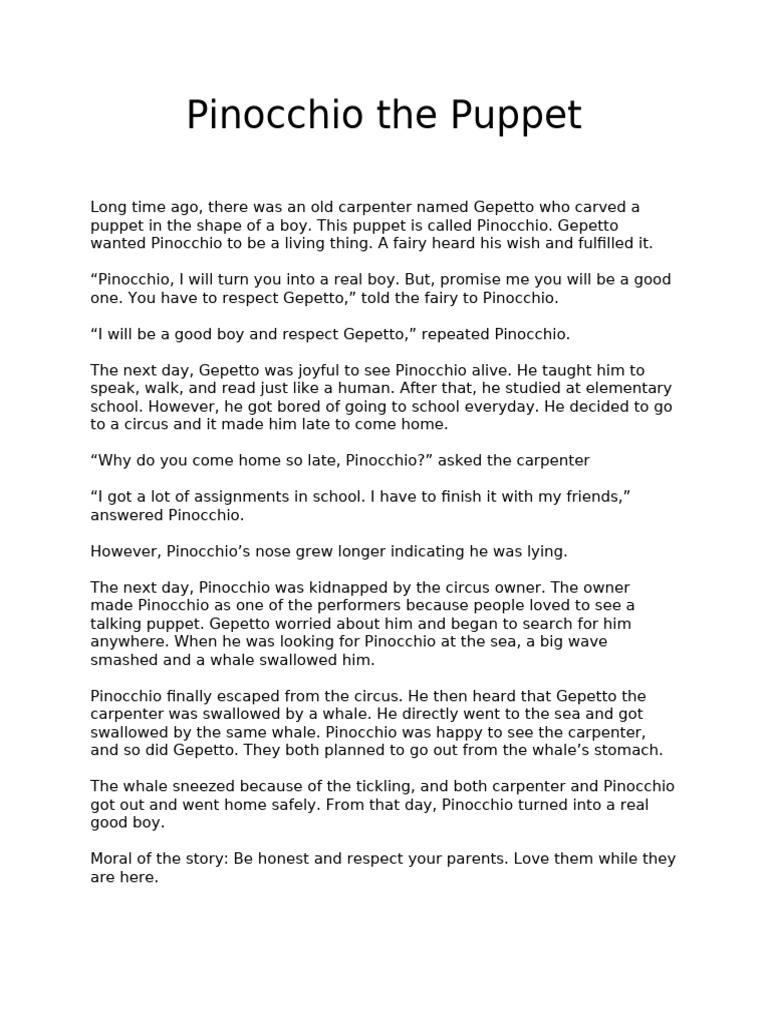 Pinocchio The Puppet Pdf