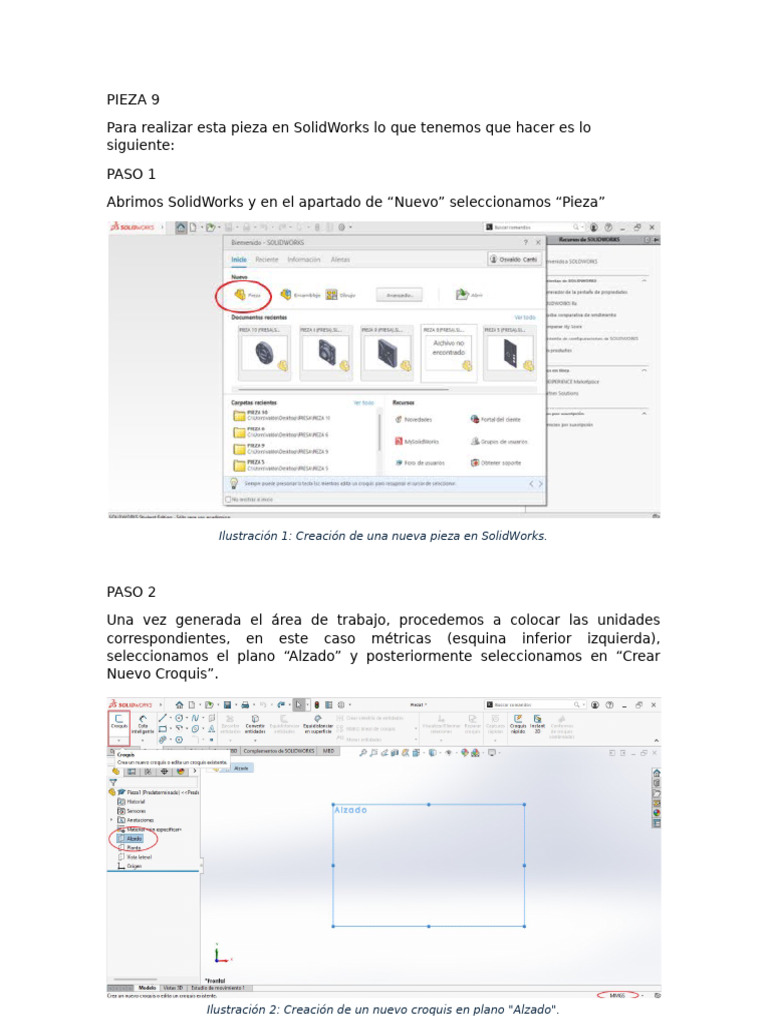 Guía SolidWorks: Crear Pieza 9 | PDF | Geometria clasica | Informática