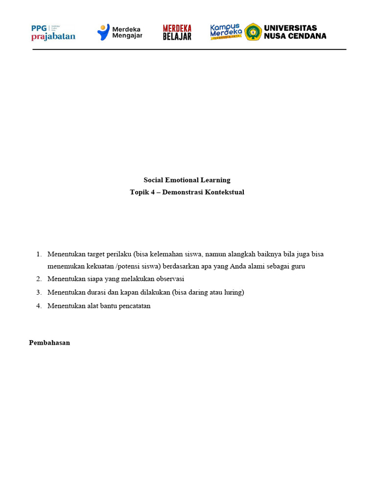 SEL - Topik 4 - Demonstrasi Kontekstual | PDF
