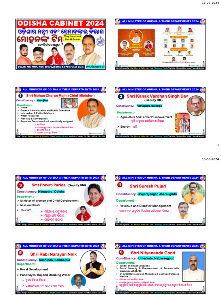 Odisha Cabinet & Ministers List 2024 | PDF