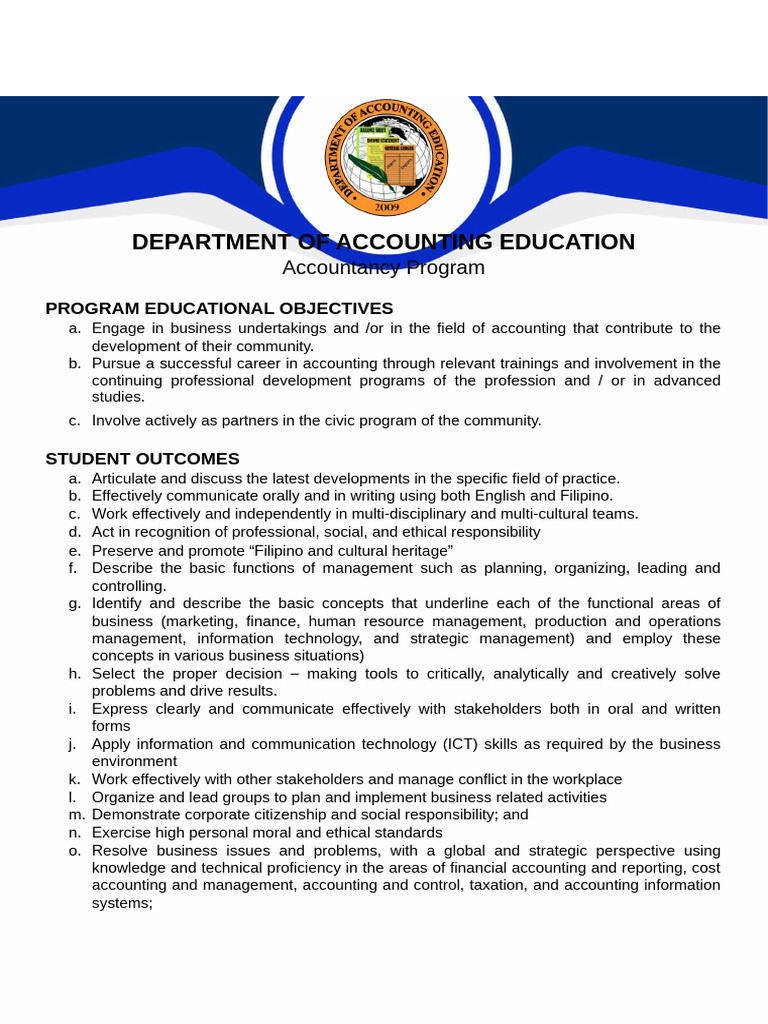 3.1.5 Program Educational Objectives Student Learning Outcomes | PDF