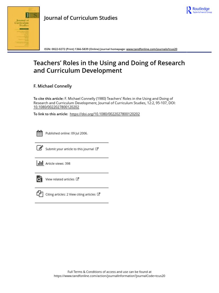 Teachers Roles in The Using and Doing of Research and Curriculum ...