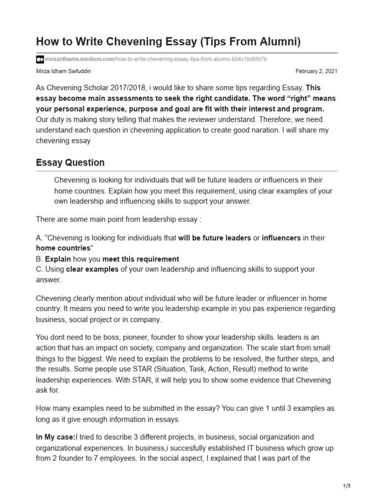 How To Write Chevening Essay (Tips From Alumni) - by Mirza Idham ...