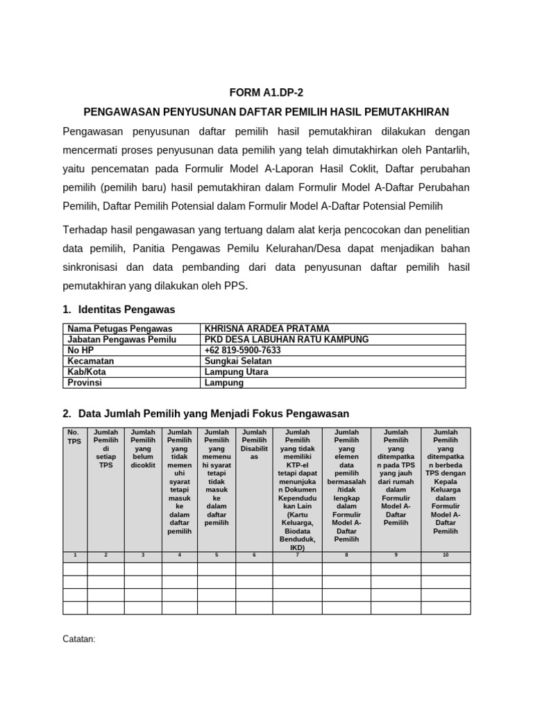 Form A1 DP 2 | PDF