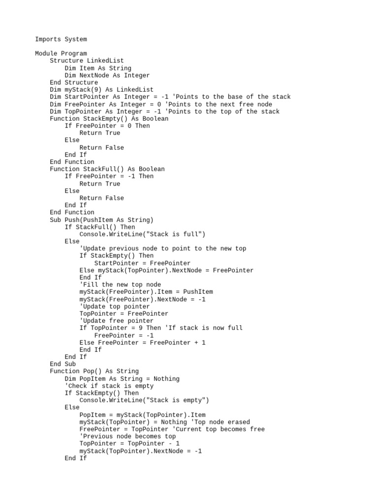 Stack With Linked List | PDF