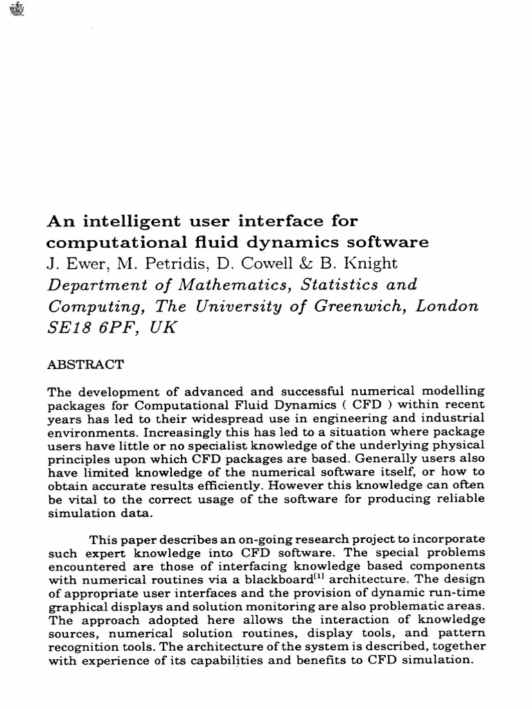 An Intelligent User Interface For Computational Fluid Dynamics Software | PDF