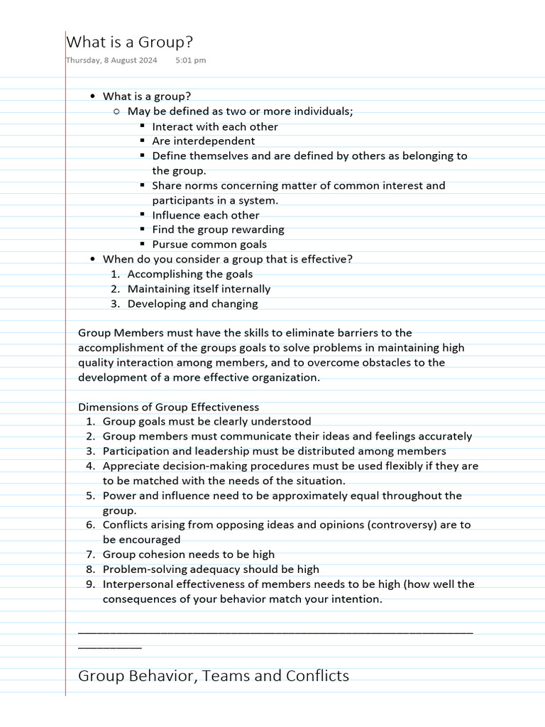 Understanding Group Dynamics and Effectiveness | PDF | Leadership ...