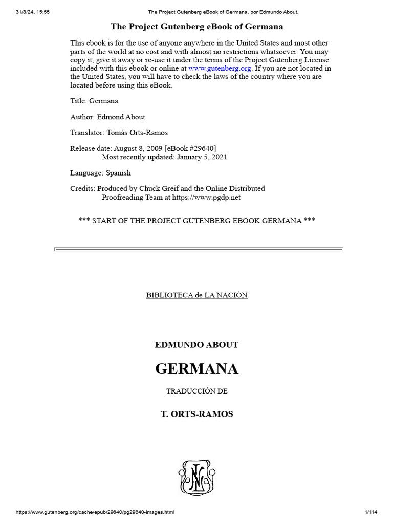The Project Gutenberg Ebook of Germana, Por Edmundo About | PDF