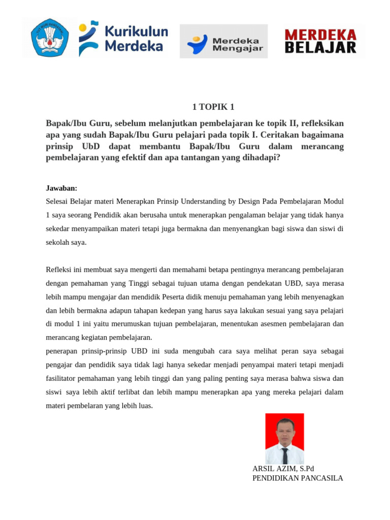 Refleksi Modul 1 Topik 1 | PDF