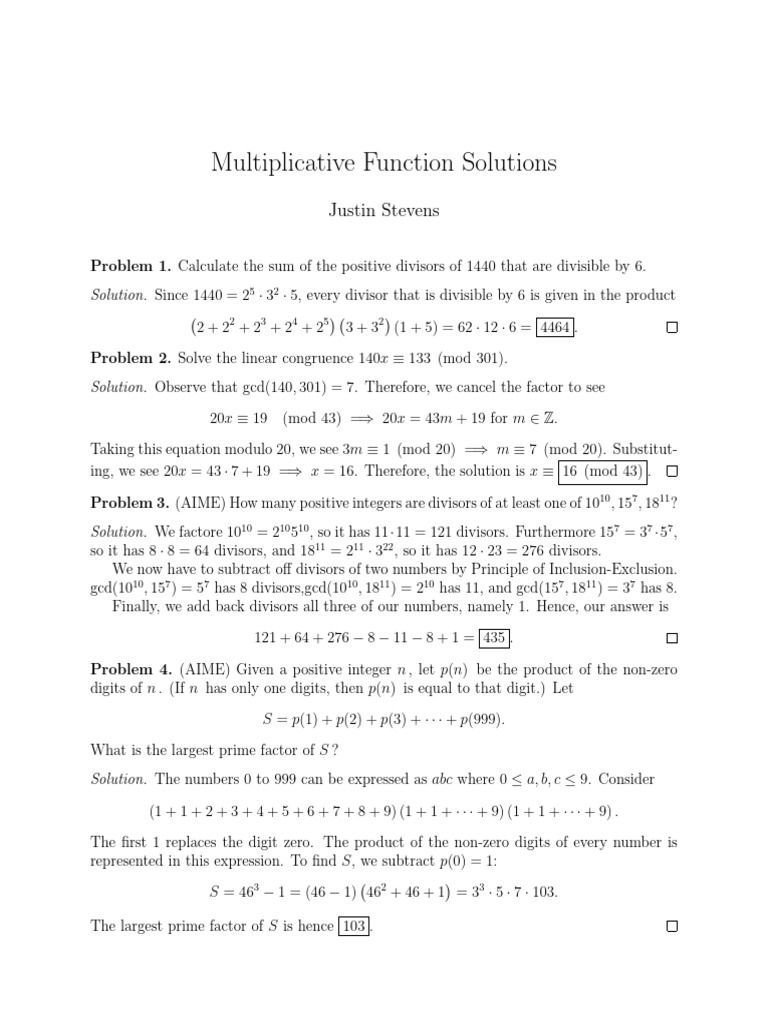 5 Multiplicative Solutions Pdf