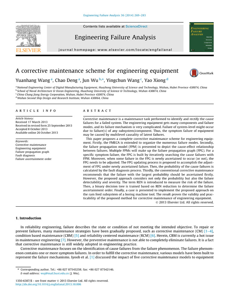 A Corrective Maintenance Scheme For Engineering Equipment | PDF