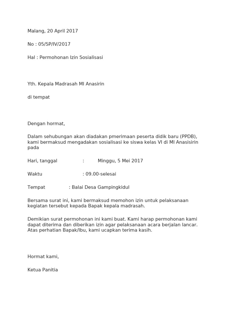 Ijin Sosialisasi | PDF