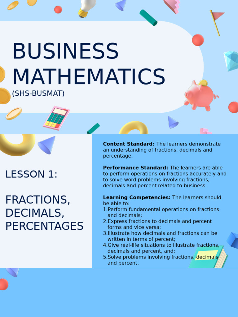 LESSON 1 - Fractions-Decimals-Percentages - 2061303869 | PDF