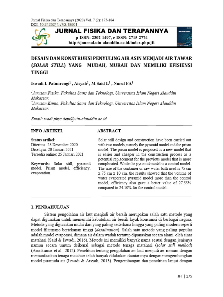 Jurnal Fisika Dan Terapannya | PDF