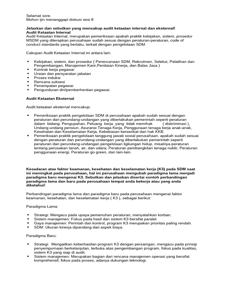Diskusi 8 Audit SDM | PDF