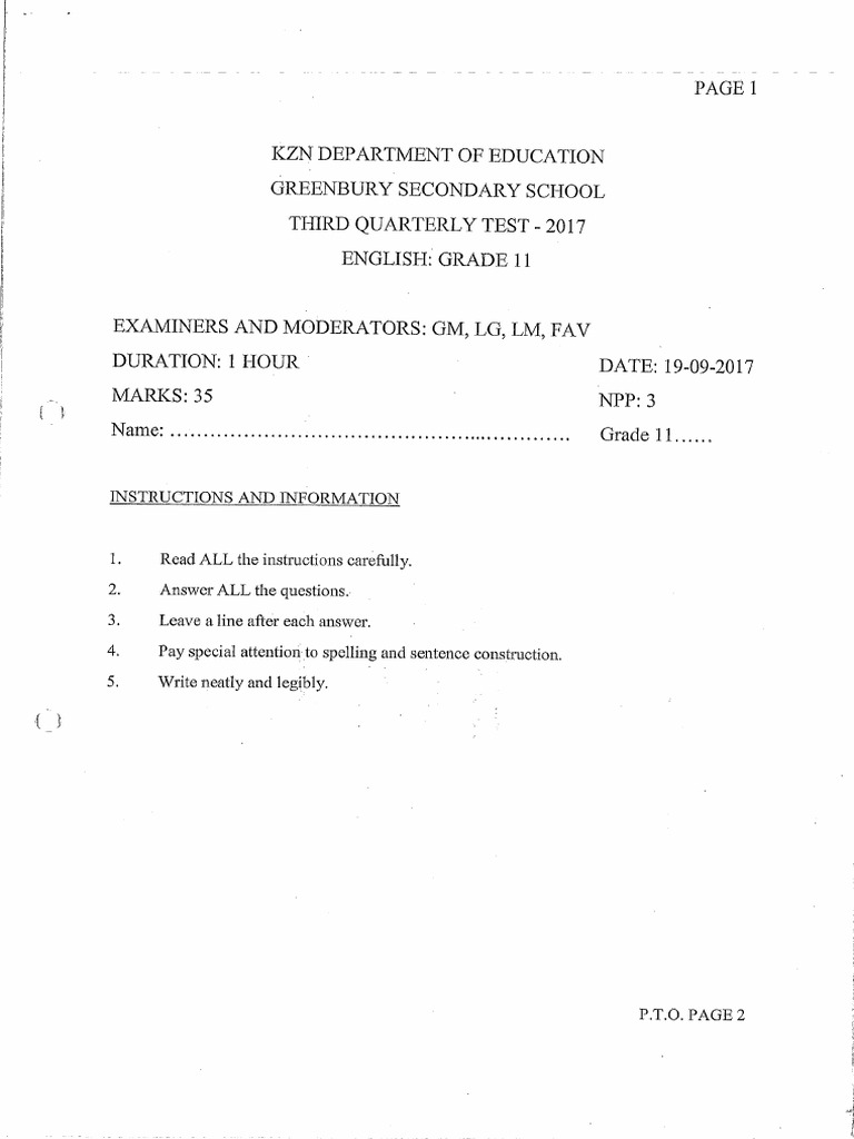 Sept Eng p2 Qpmemo 1 | PDF