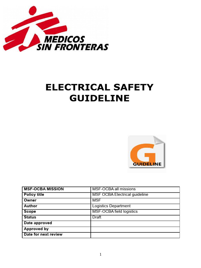 MEDICINS SANS FRONTIERS, (2012) Electrical Safety Guidelines | PDF ...