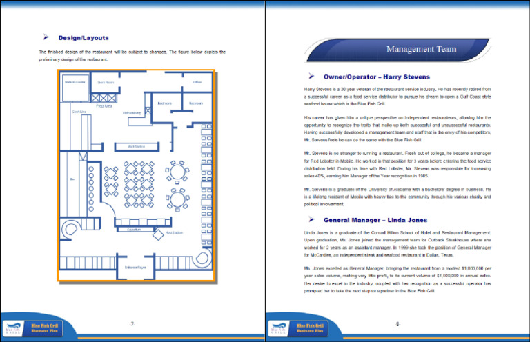 Layout and Management Team Restaurant Plan Example | PDF
