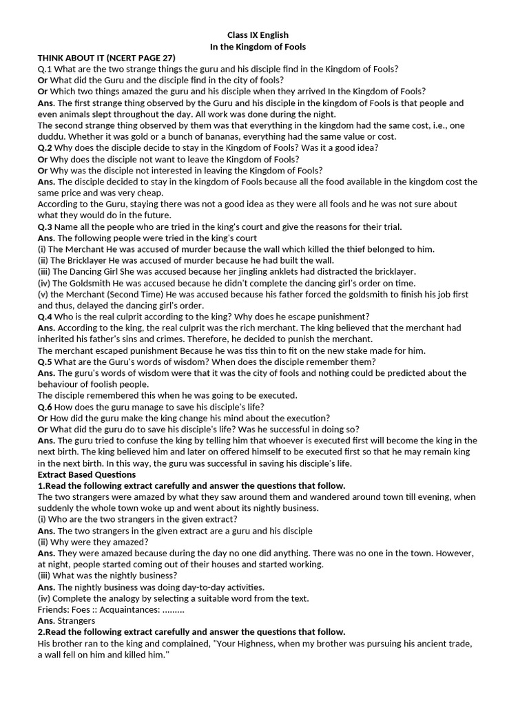 Class IX English | PDF