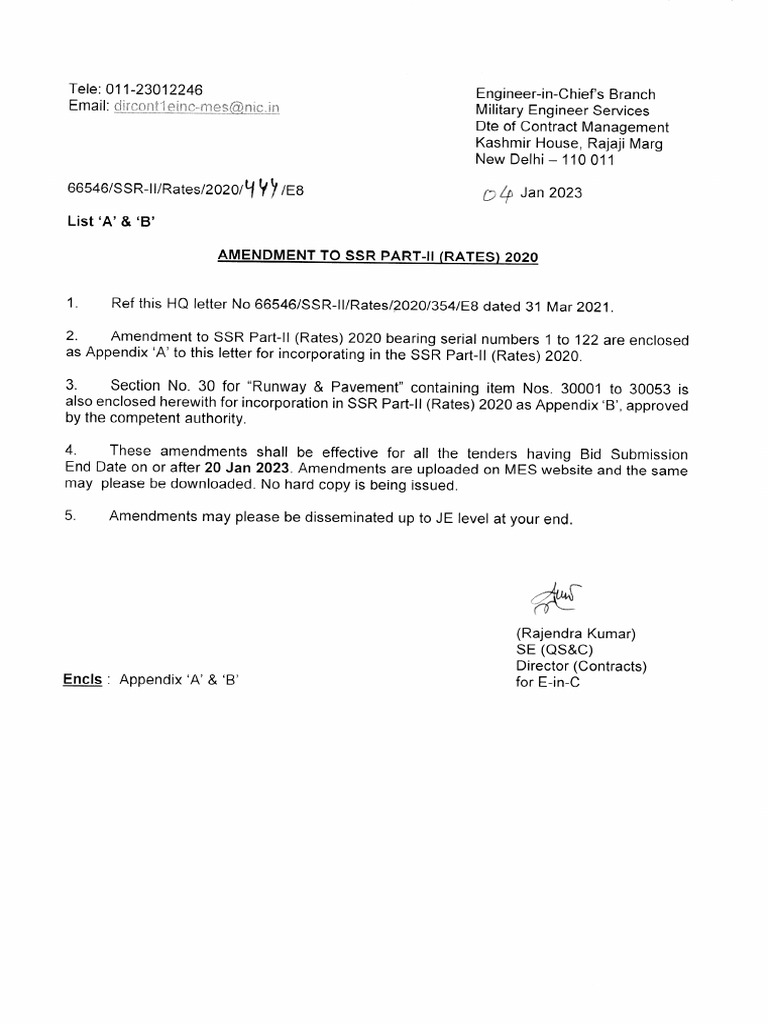 Amendment To SSR PART-II (Rates) 2020 | PDF