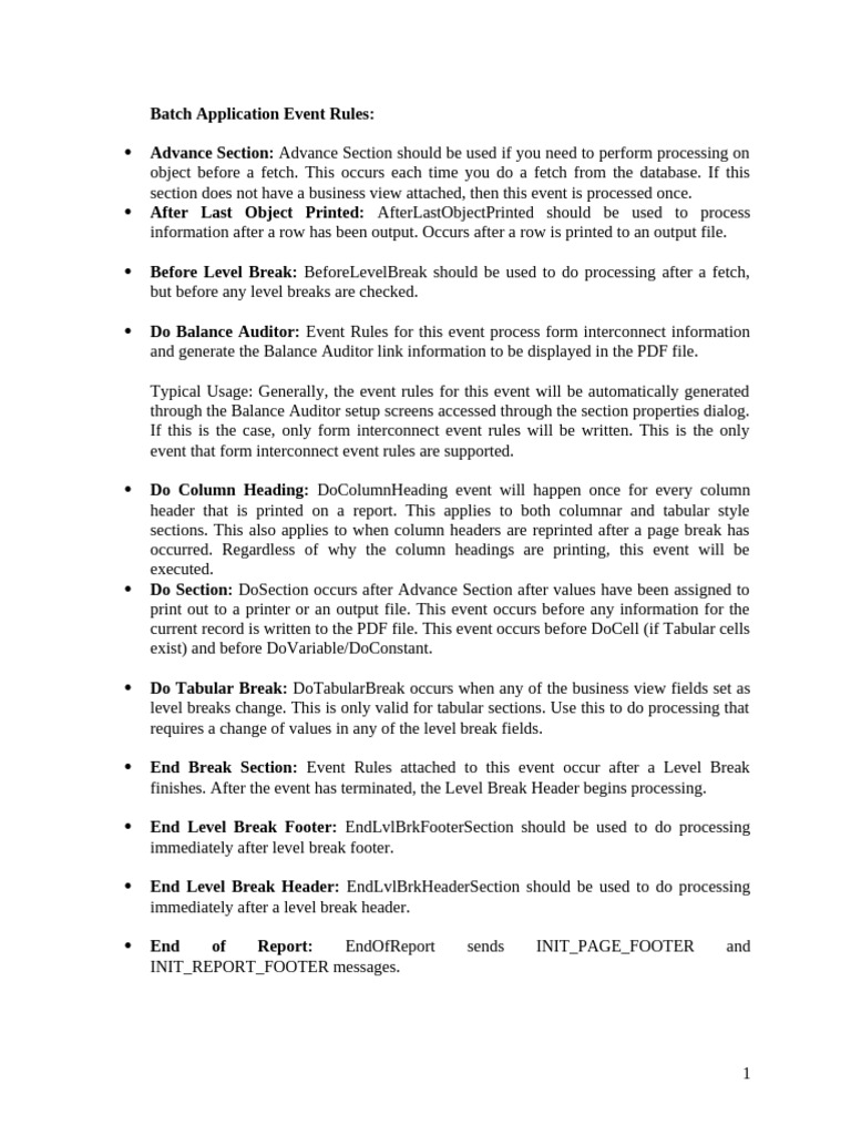Batch Event Rules | PDF