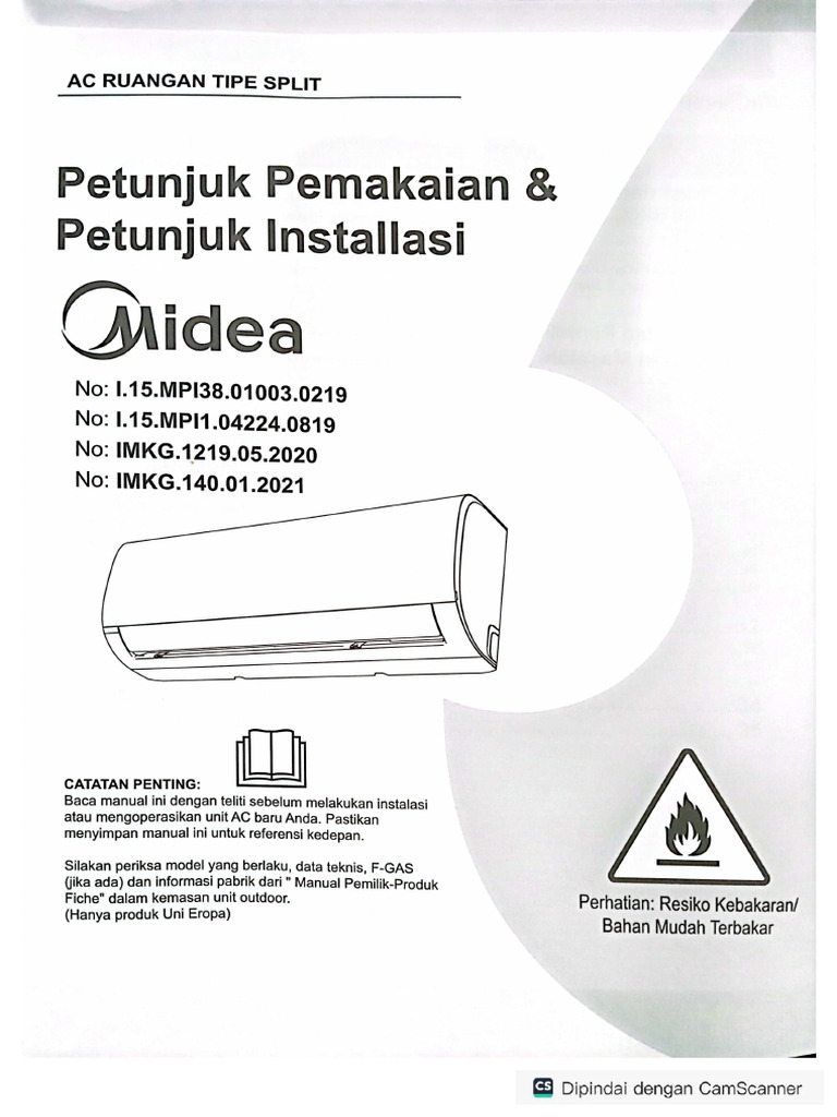Petunjuk Pemakaian & Petunjuk Installasi Midea | PDF