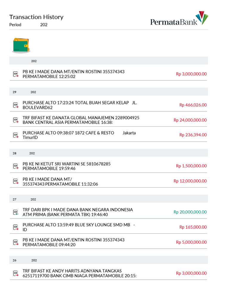 Transaction History-Tabungan Bebas826719-7281 - Februari | PDF