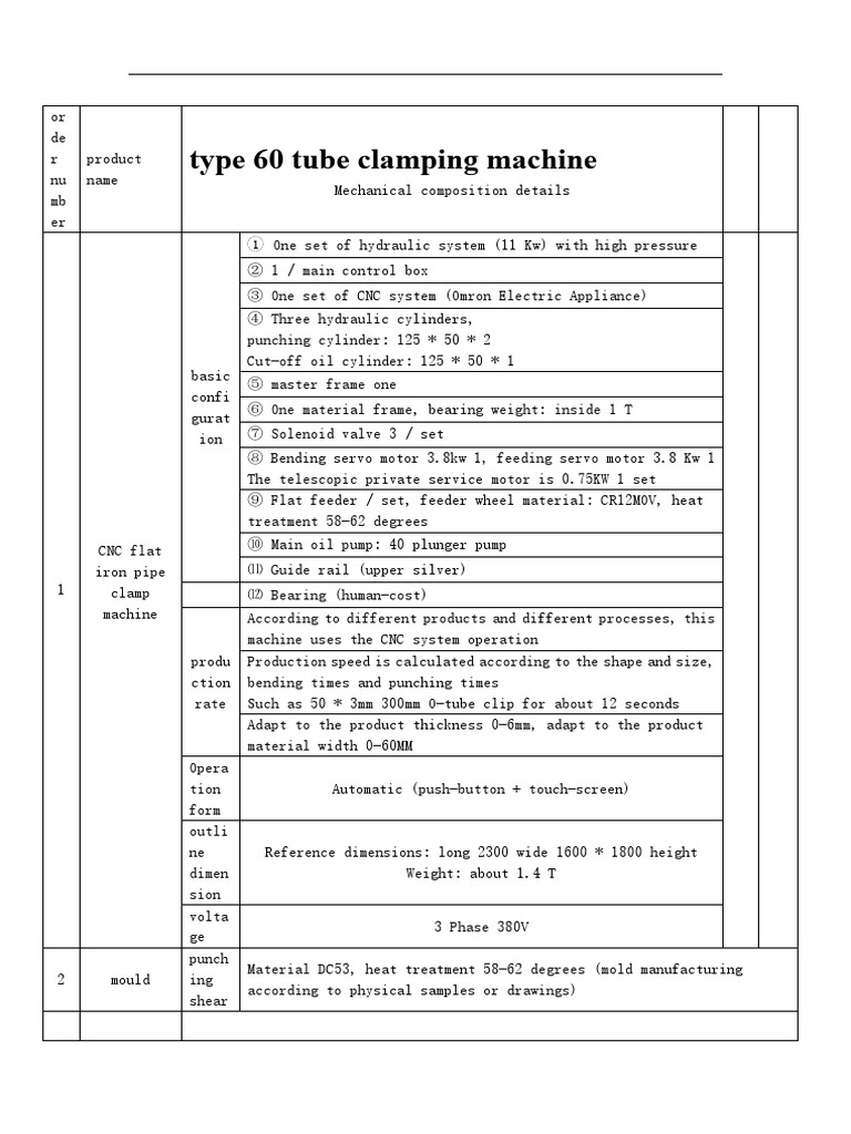 Type 60 Tube Clamping Machine | PDF