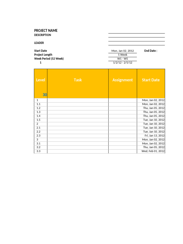 Grantt Chart Template 11. | PDF