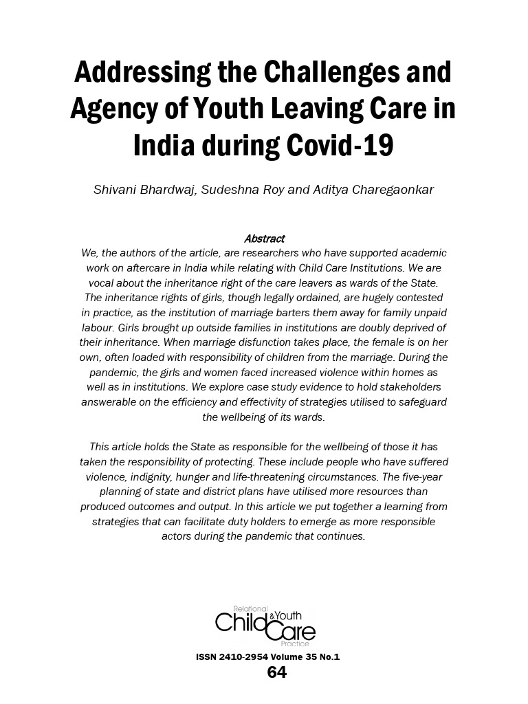 Addressing The Challenges and Agency of | PDF | Foster Care | Self ...