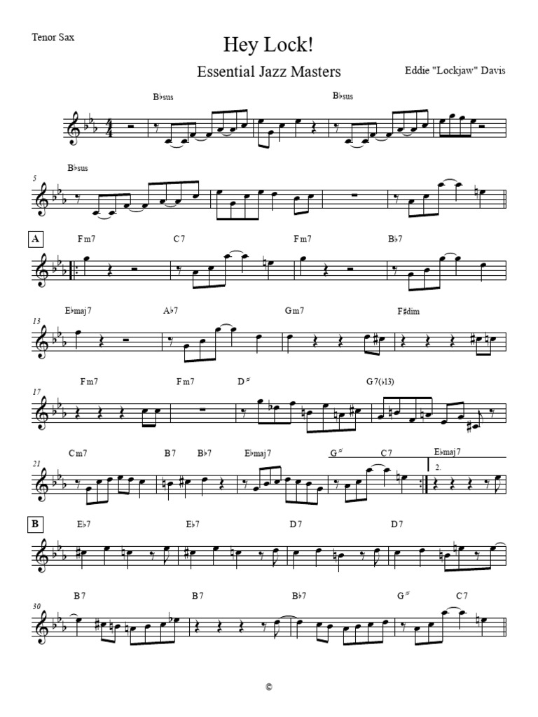 Tenor Sax Hey Lock! - Eddie Davis | PDF