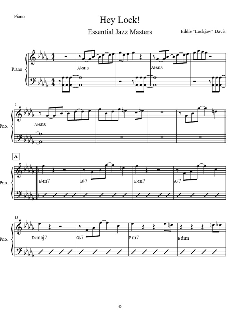Piano Hey Lock! - Eddie Davis | PDF
