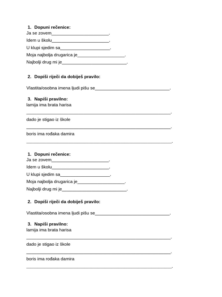 Veliko Slovo Nastavni Listić | PDF