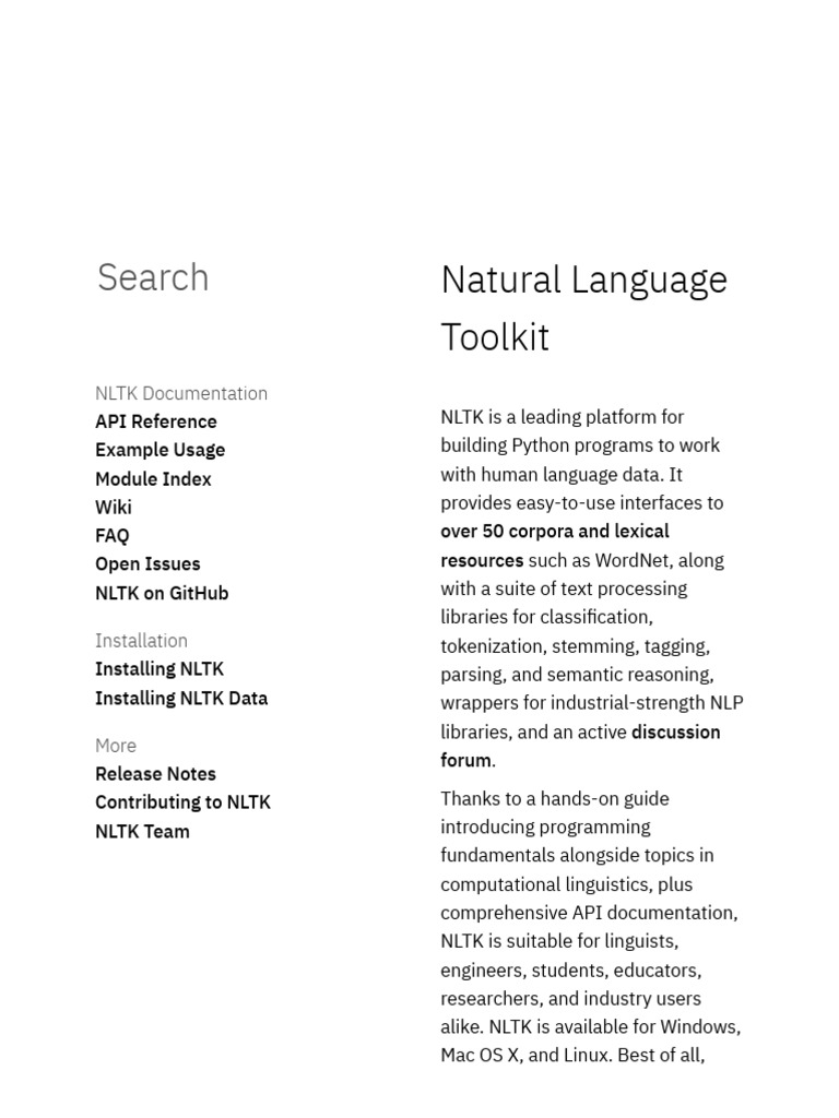 NLTK - Natural Language Toolkit | PDF
