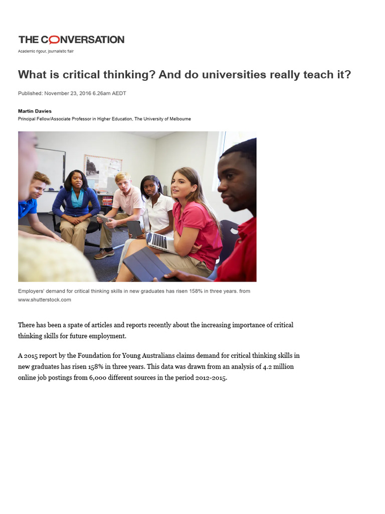 What Is Critical Thinking - and Do Universities Really Teach It | PDF ...