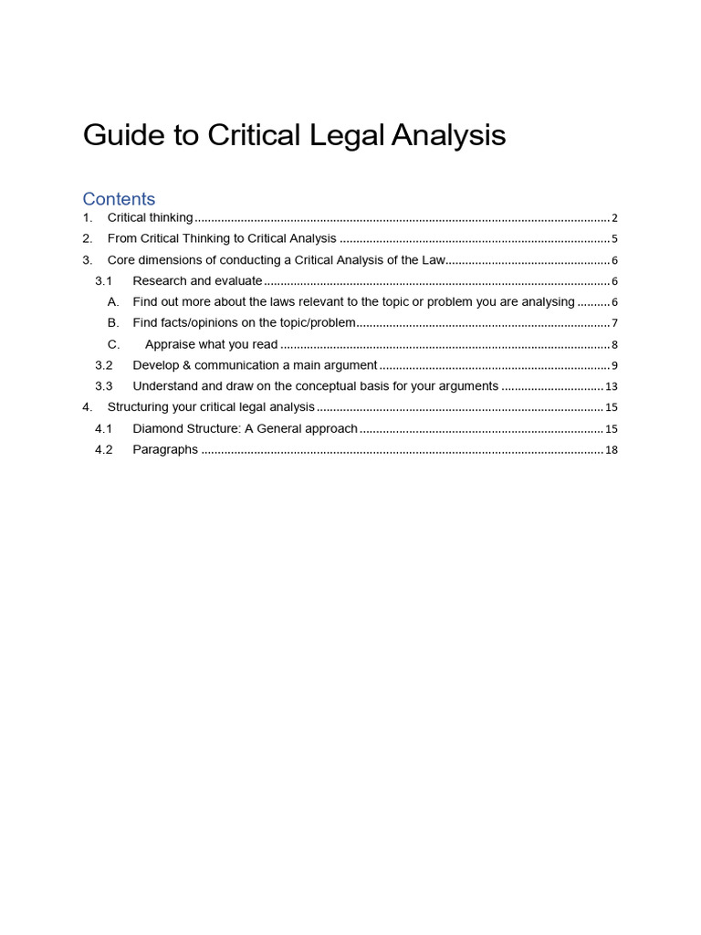 Guide To Critical Legal Analysis | PDF | Critical Thinking | Theory