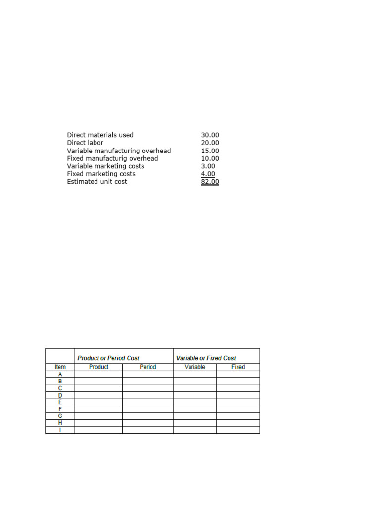 Cost Classification Activity-1 | PDF