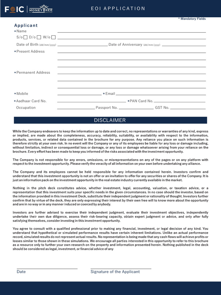 Eoi Application Form | PDF