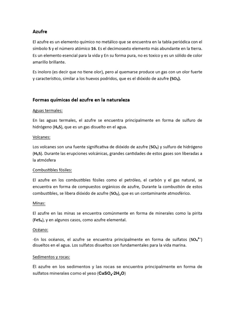Ciclo Del Azufre | PDF