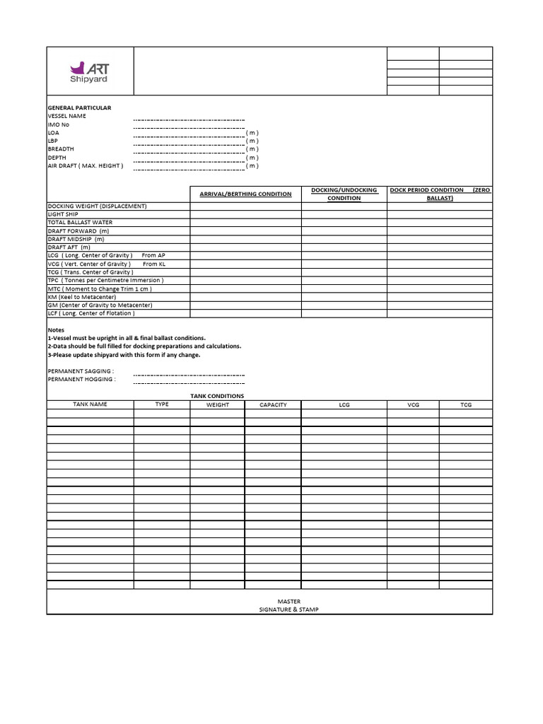 Arrival-Docking Condition & Ballast Form | PDF
