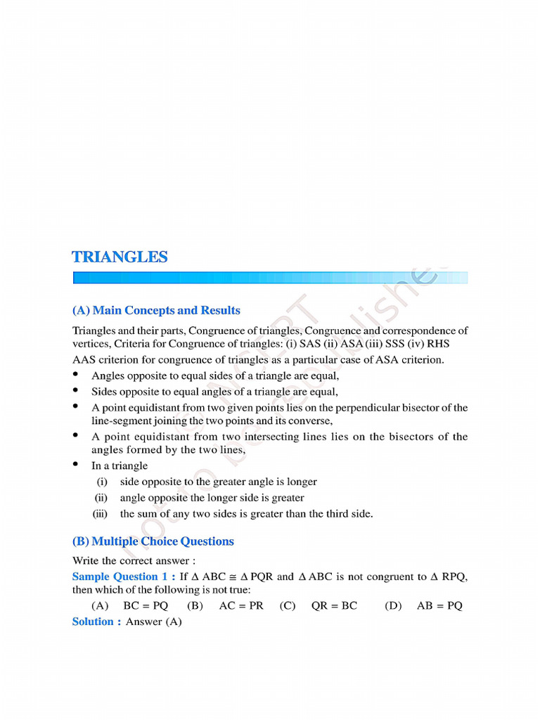 Triangles Subjective Worksheet | PDF