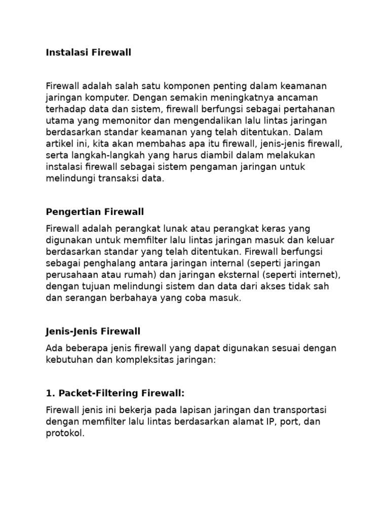 Instalasi Firewall | PDF