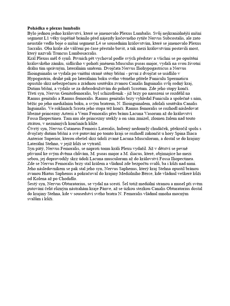 Pohadka o Plexus Lumbalis-1 | PDF