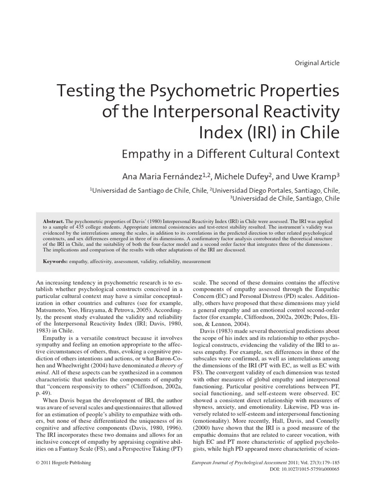 Testing The Psychometric Properties of T | PDF