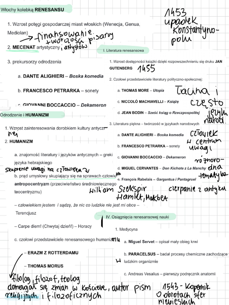 Kultura I Sztuka Renesansu Notatka | PDF