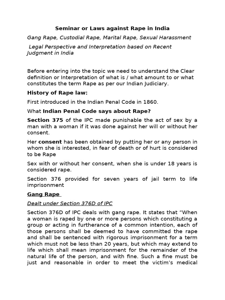 Seminar On Rape Crimes | PDF